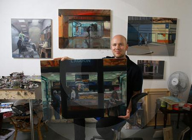 39061234-Artist Thomas Cameron pictured in his studio in Glasgow. His ...
