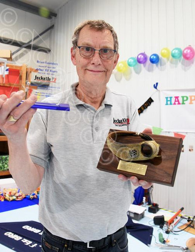 39694279-Brian Saunders with his gifts as he retires from Jeckells at ...