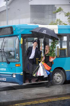 18161692-STV Weatherman Sean Batty launches the Braehead Shuttle Bus ...