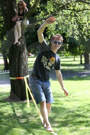 24670651-Sunny weather in Kelvingrove Park Euan Strachan Slack Lining ...