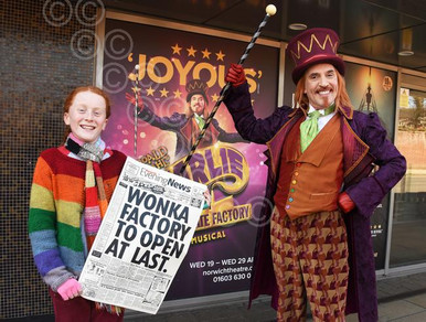 39702360-Gareth Snook as Willy Wonka, and Noah Walton, 13, as Charlie ...