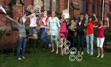 39913652-MH230807C..Jumping for joy Queens school girls from left Kate ...