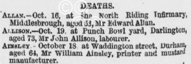 39916270-A death notice in The Northern Echo of October 23, 1874, for ...