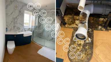 40121531-Left: Mr Aldred's bathroom before it flooded after a rat ...
