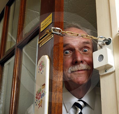 16392656-Inventor Jim McConkey pictured with his door chain security ...