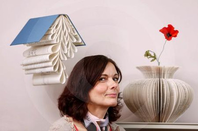 26282427-Artist Anne Scott with some of her Book Art which is on ...