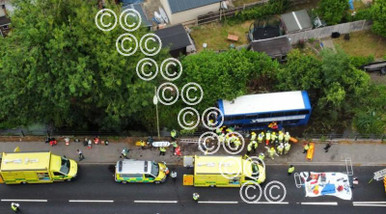 40349193-Drone pictures above the incident as a bus has crashed into ...