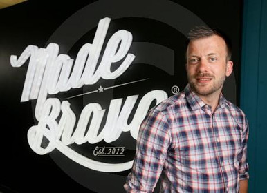 31092098-Made Brave founder Andrew Dobbie centre, wearing check shirt ...