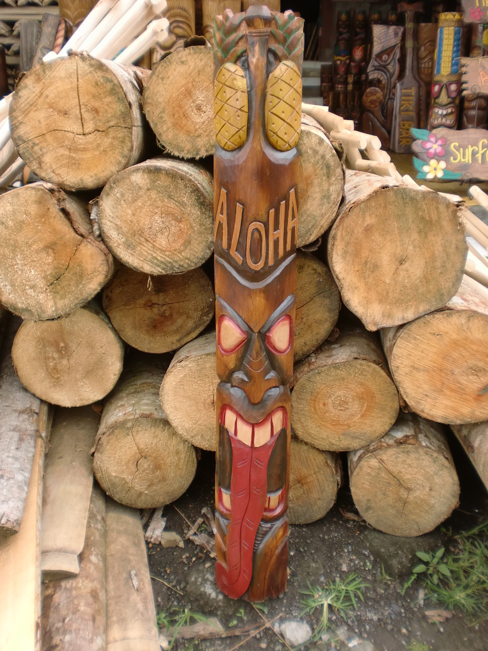 50" Pineapple / Hospitality and Maori Tongue - Tiki Mask - Style Hawaii