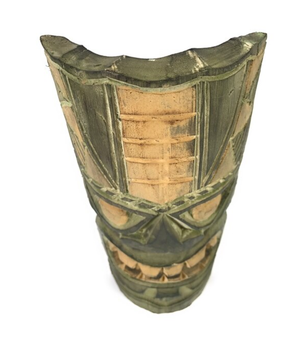12" FOREST GREEN OCEAN Fishing Tiki Mask - Hand Carved Wood - Antique ...