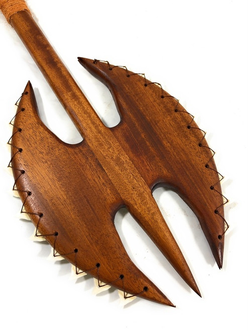 Koa and Shark Teeth Double Axe War Club - Traditional Hawaiian Weapon ...