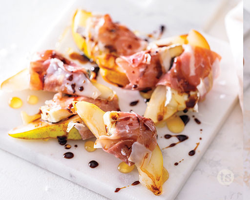 Prosciutto Wrapped Pears & Cheese