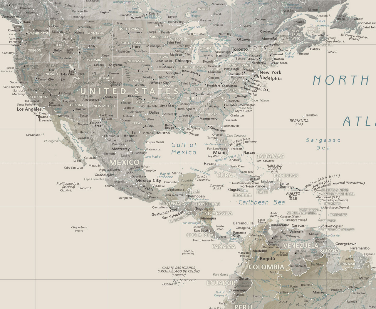 Neutral Tones World Political Wall Map | World Maps Online