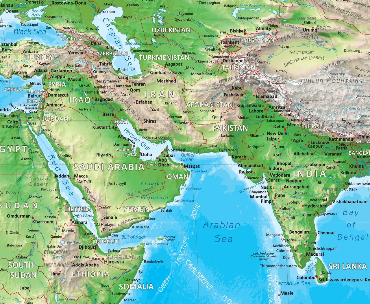 Detailed World Physical Wall Map - Robinson Projection | World Maps Online
