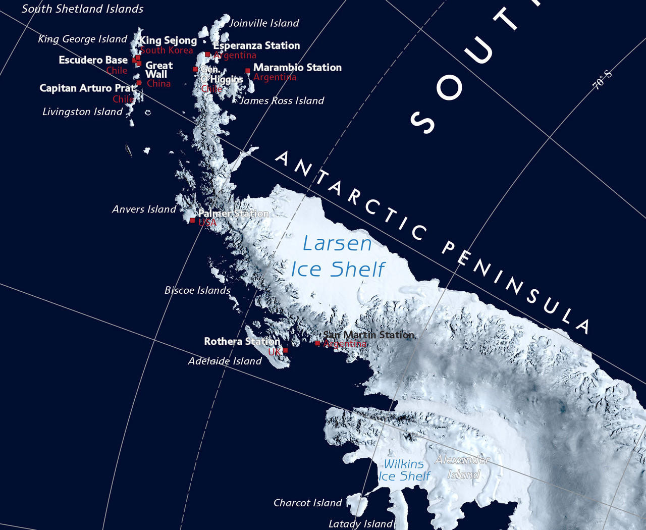 Antarctica Satellite Image Map | World Maps Online