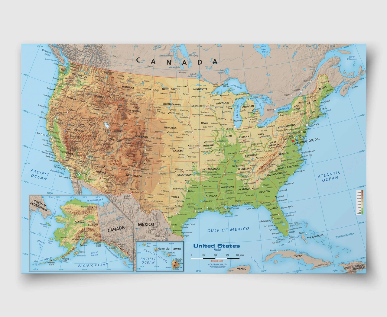United States Physical Wall Map | World Maps Online