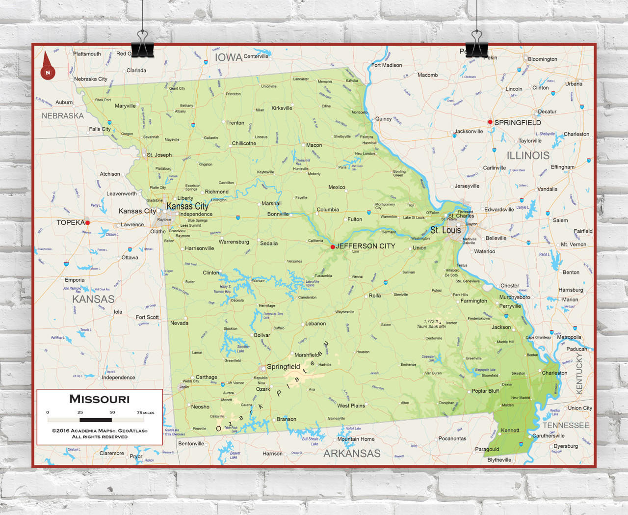 Missouri Wall Map - Political | World Maps Online