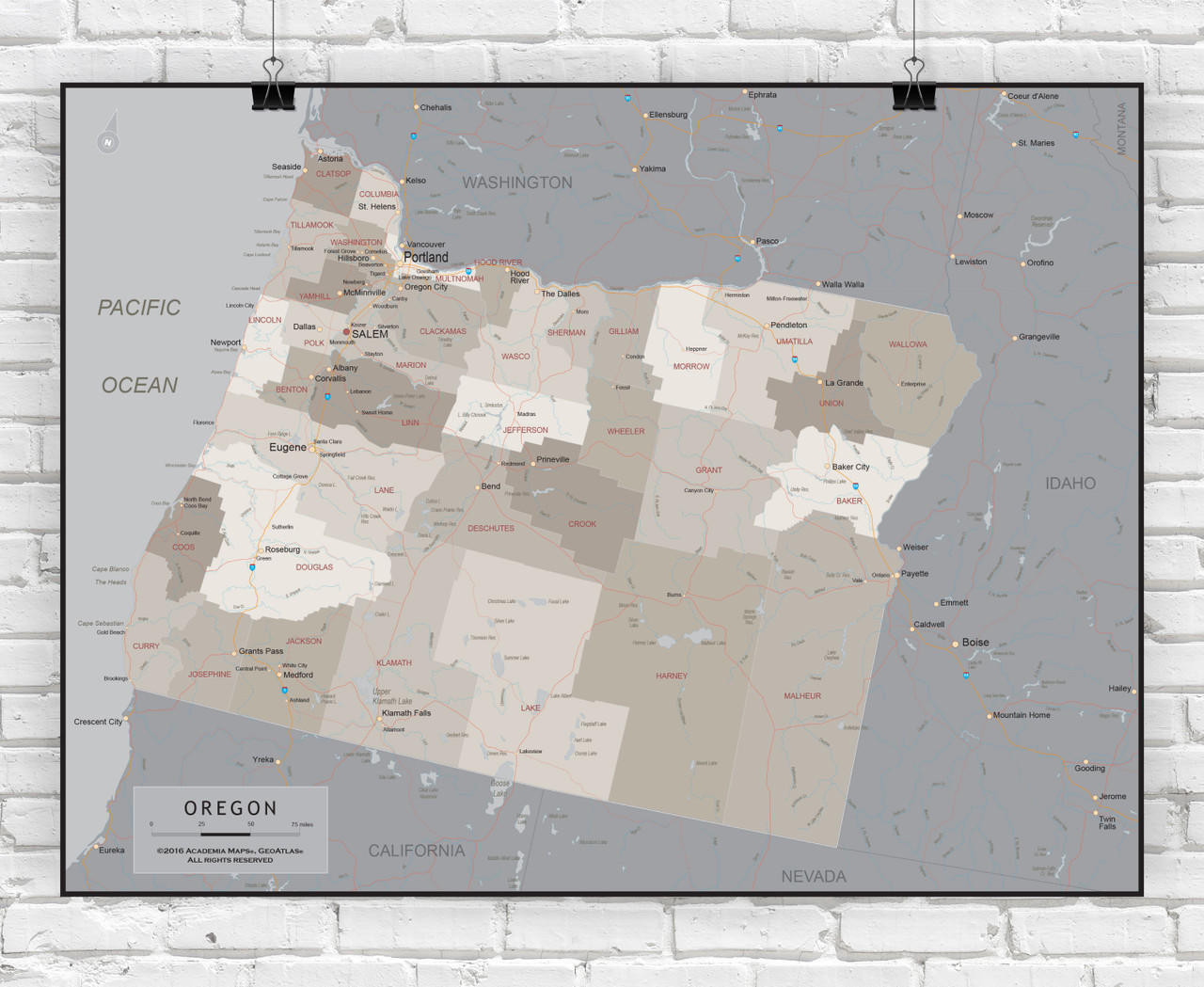 Oregon State Wall Maps | World Maps Online