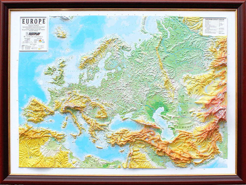 Eurasia Large Extreme Raised Relief Map - French Text Map - Europe and ...