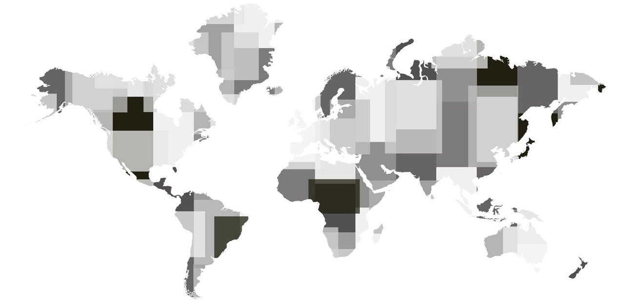 ABCD Map Mural - Grayscale | World Maps Online