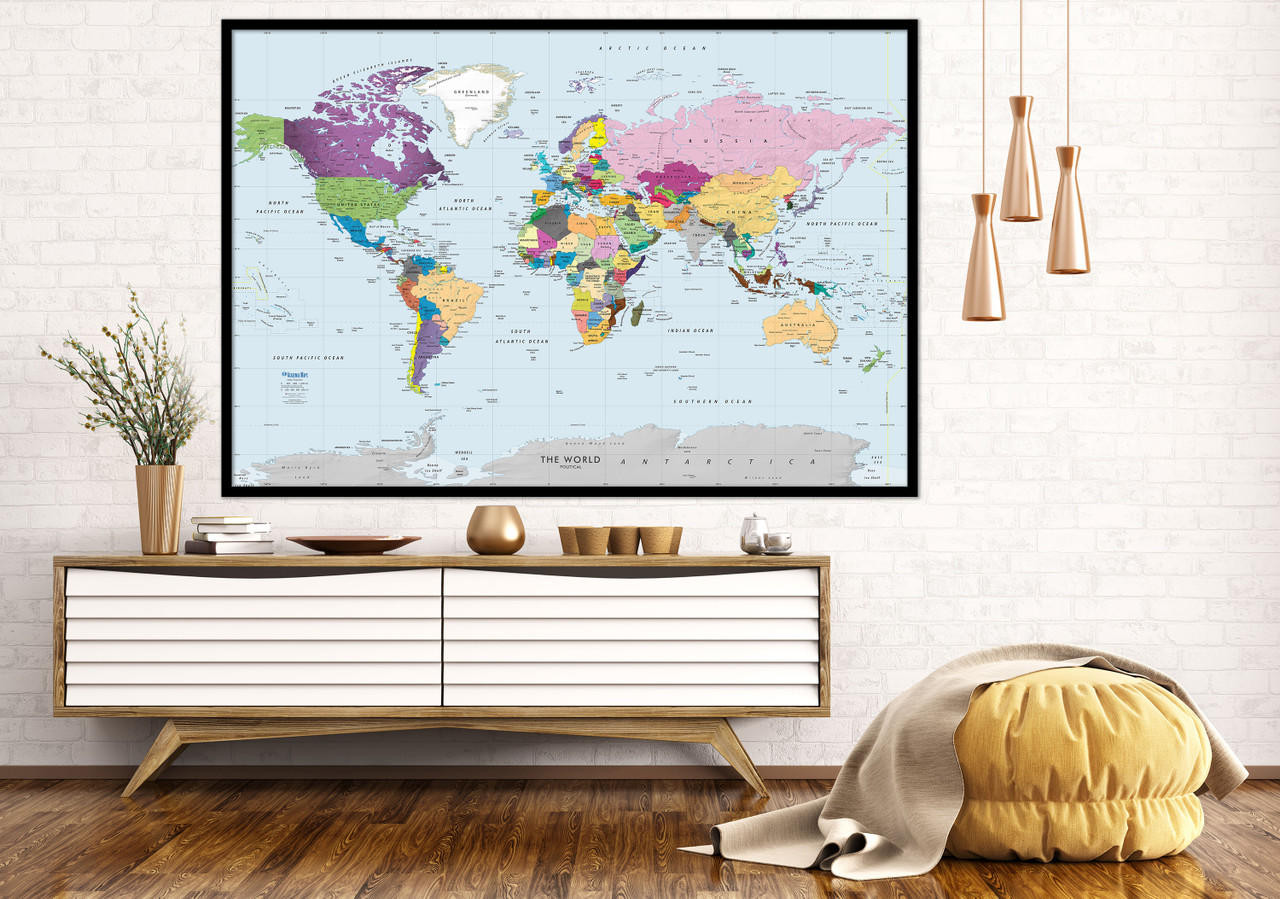 World Map Poster - Colorful World - Simple Labeling | World Maps Online