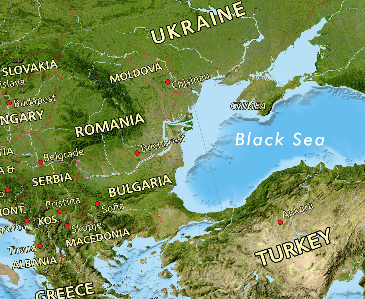 Europe Enhanced Satellite Image Map | World Maps Online