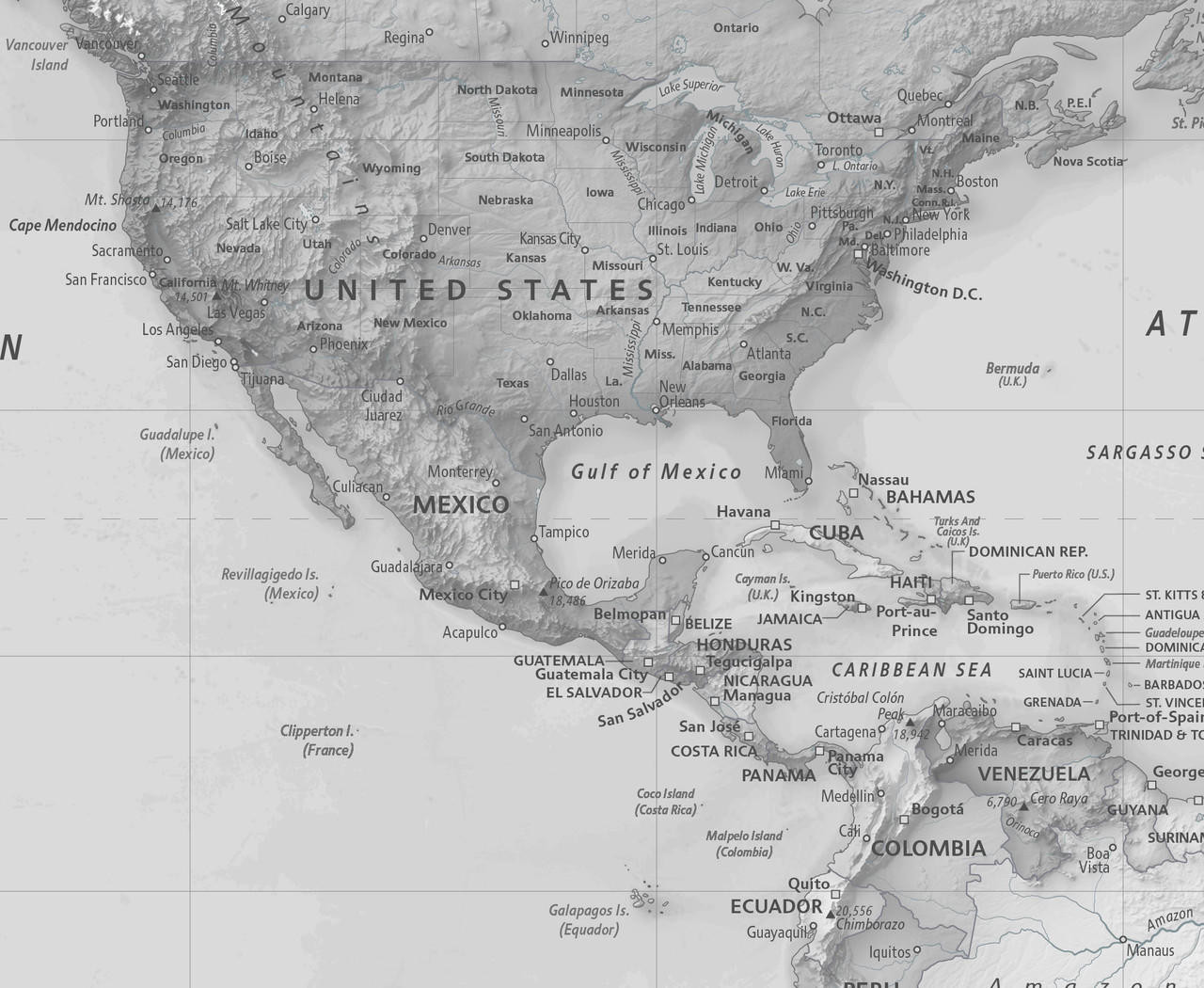 Simple Grayscale World Political Map Wall Mural - Peel & Stick ...