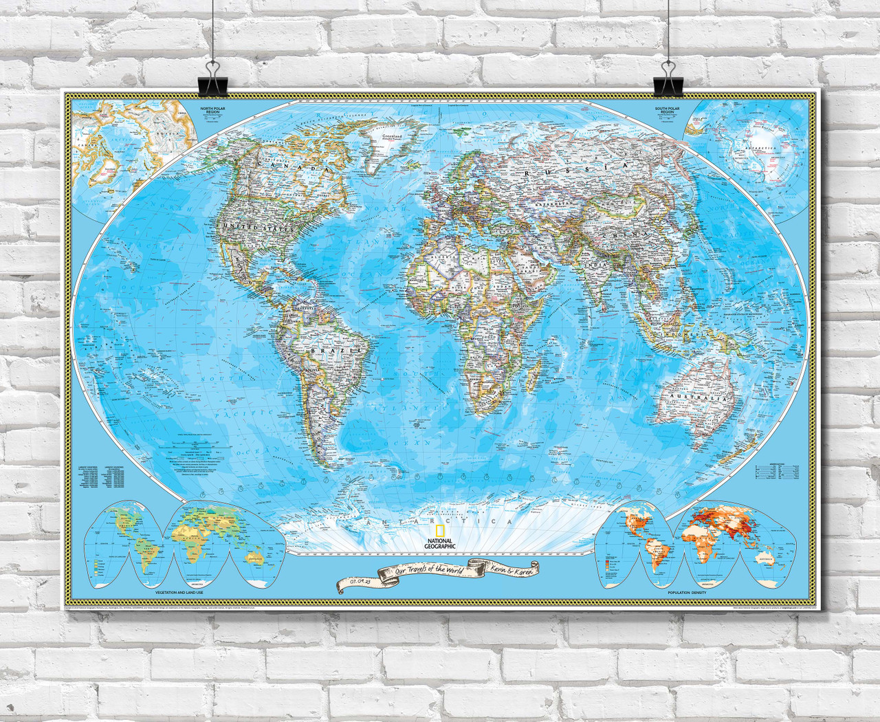 Personalized National Geographic World Classic Political Wall Map ...