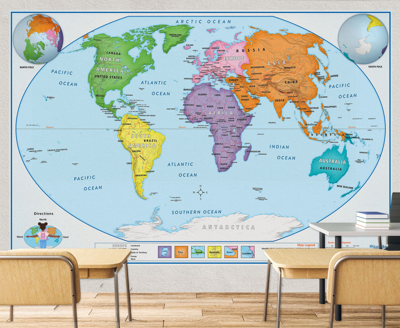 World Classroom Map Murals