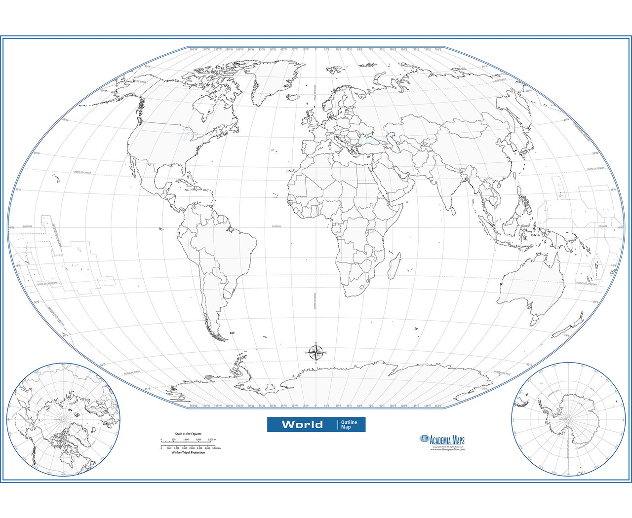 World Outline Map Laminated Vinyl Classroom Map Dry-Erase Wallpaper Mural