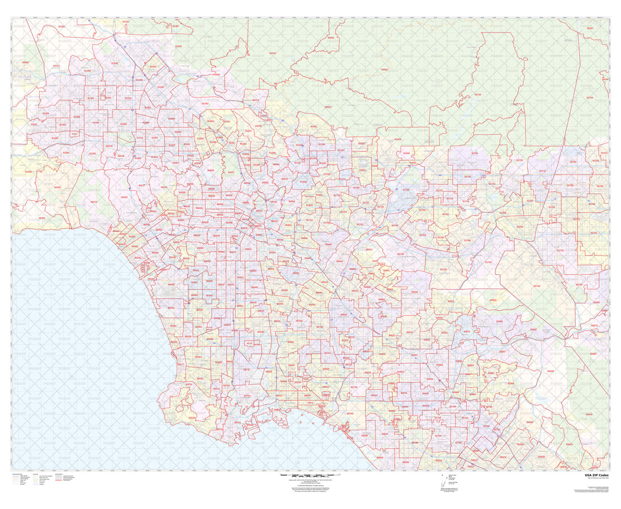 USA Custom Area Zip Code Wall Maps