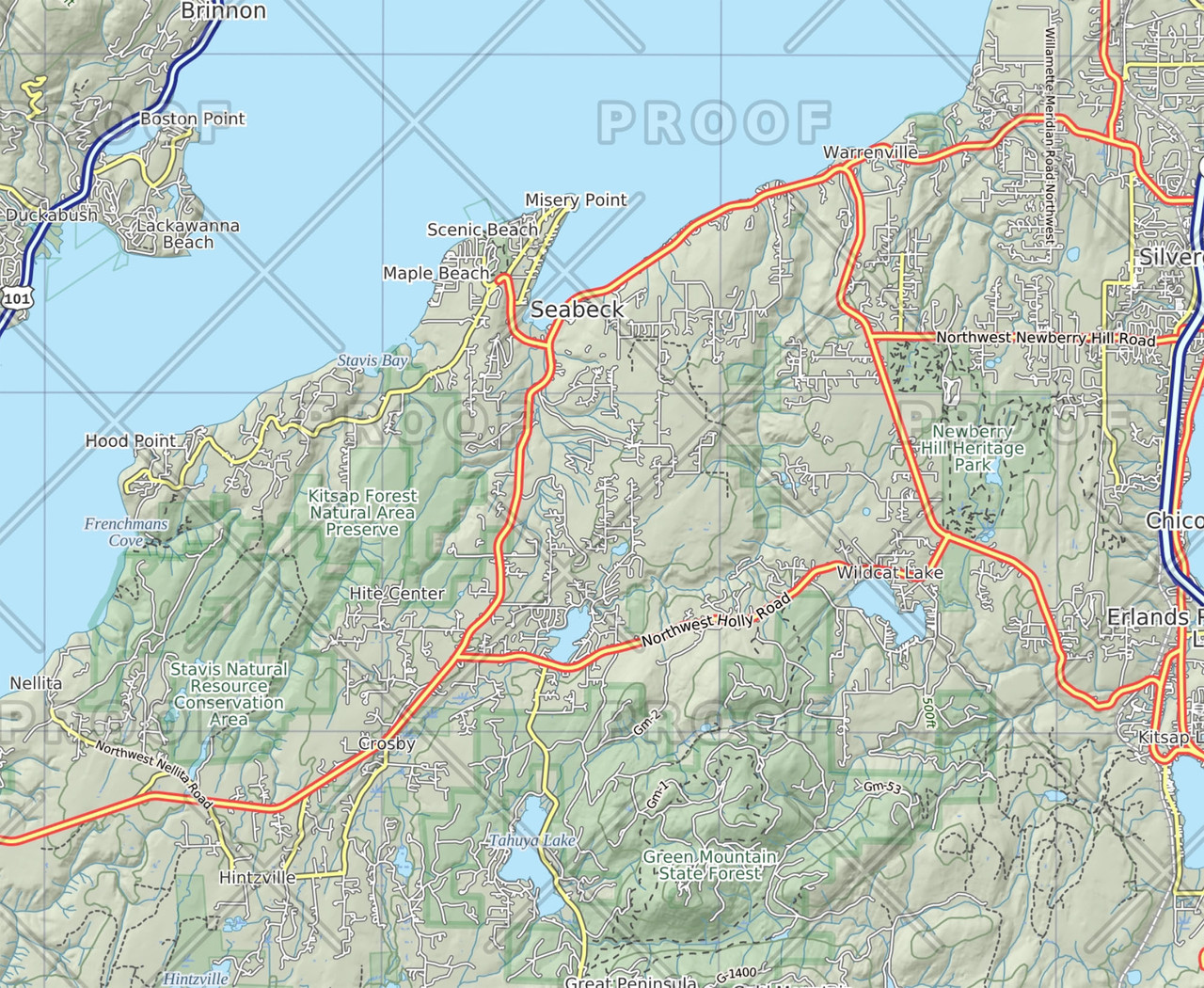 USA Terrain Custom Area Topographic Maps - Wall Map