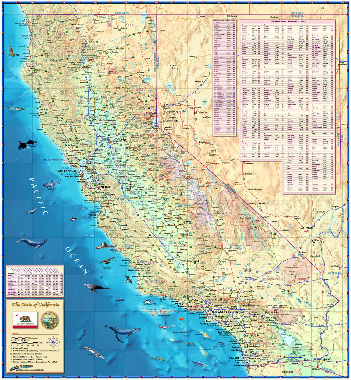 California Illustrated Wall Map from Compart | World Maps Online
