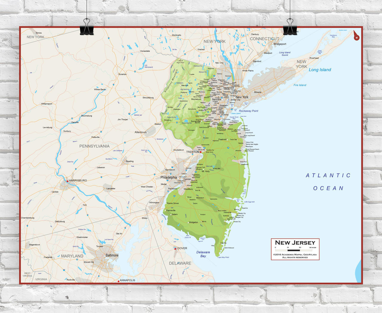 New jersey physical map