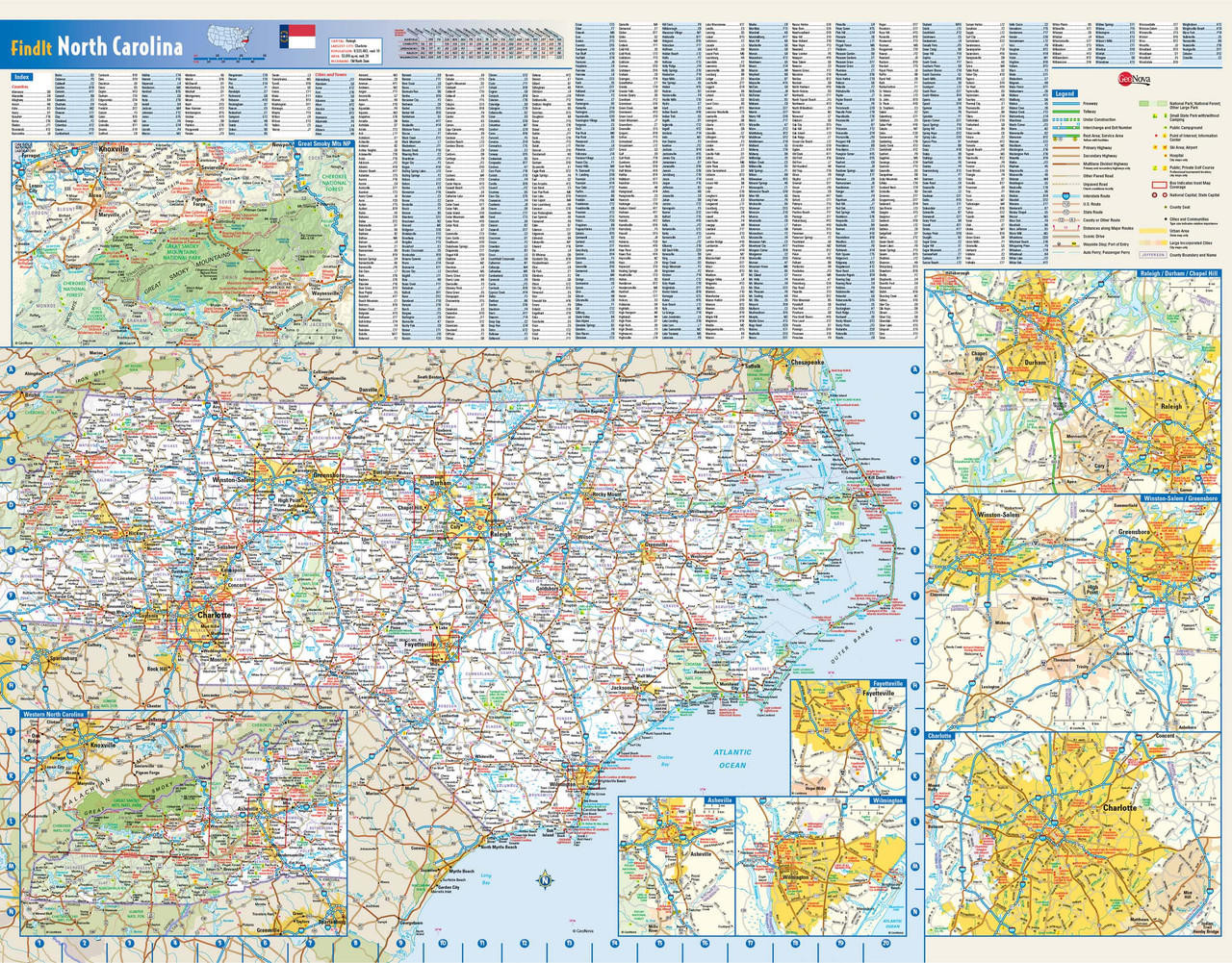 North Carolina Reference Wall Map | World Maps Online