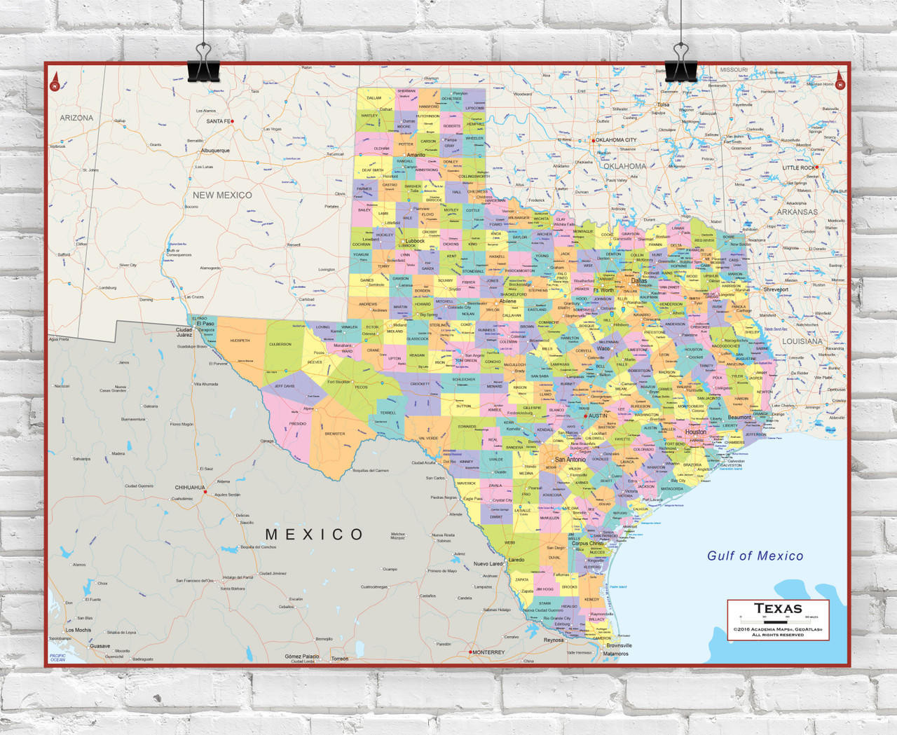 Texas Wall Map - Political | World Maps Online