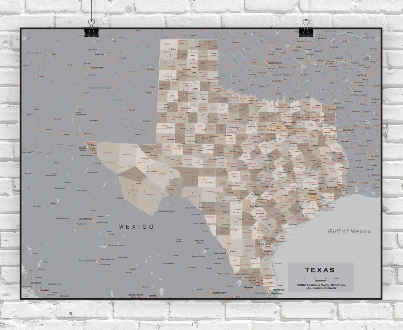 Texas Wall Map - Executive | World Maps Online