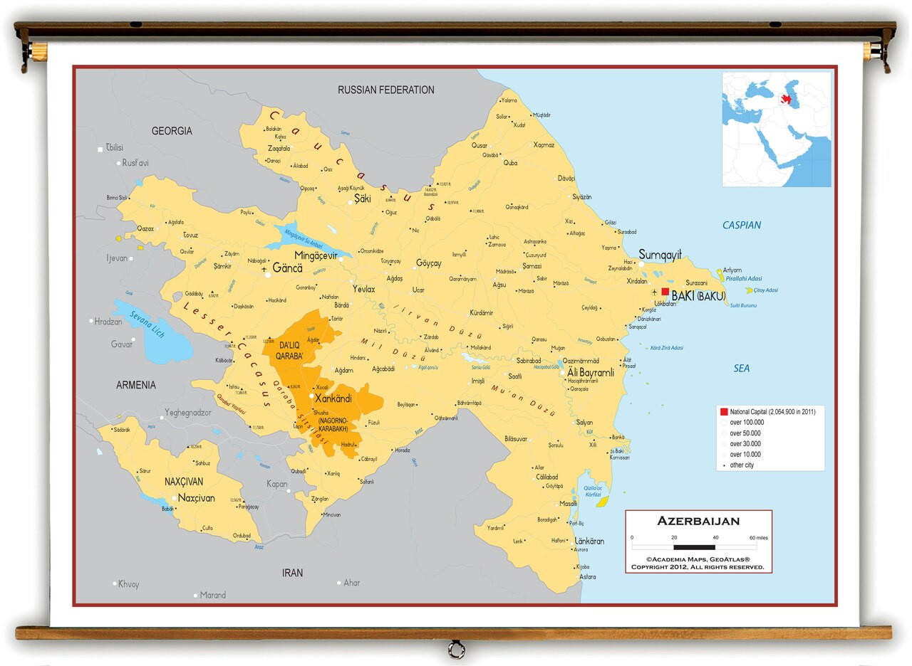 Azerbaijan Political Educational Map from Academia Maps | World Maps Online