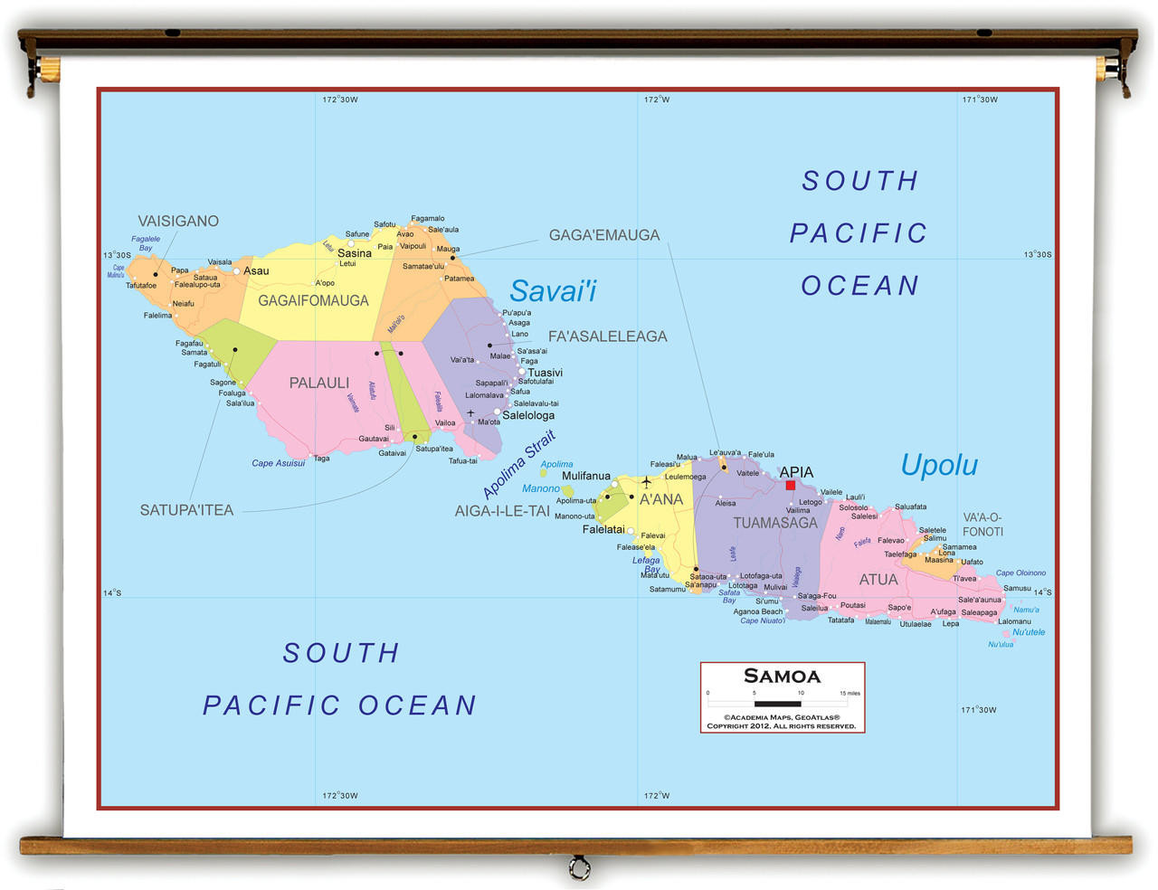 Samoa Political Educational Map from Academia Maps | World Maps Online