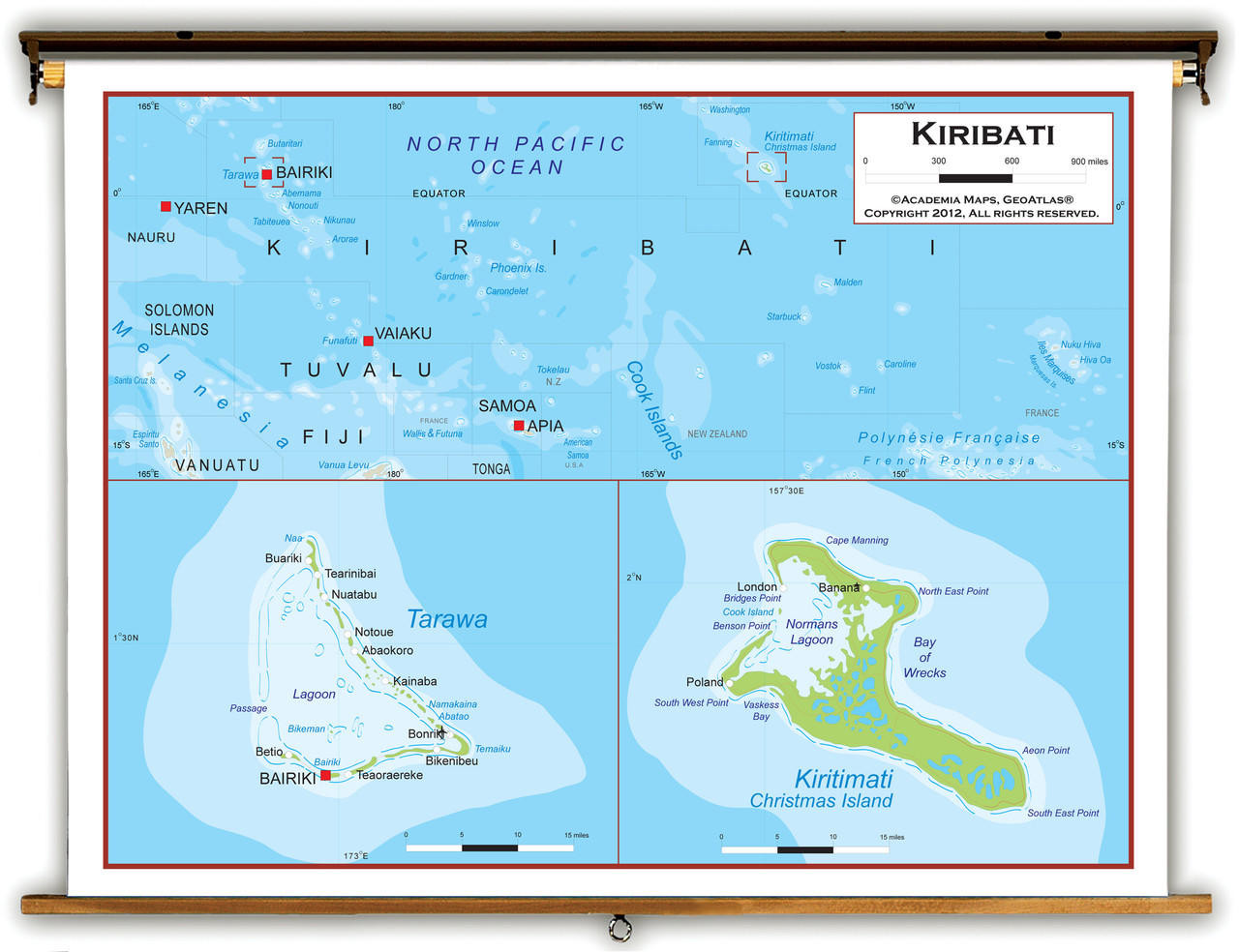 Kiribati Physical Educational Map from Academia Maps | World Maps Online