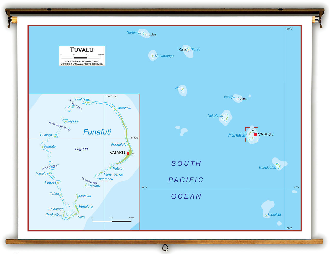 Tuvalu Physical Educational Map from Academia Maps | World Maps Online