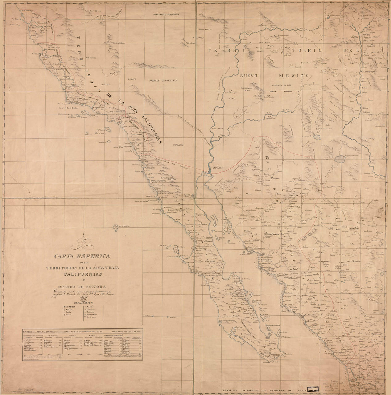 Historic Map - Mexico - Baja California - Southwest United States ...