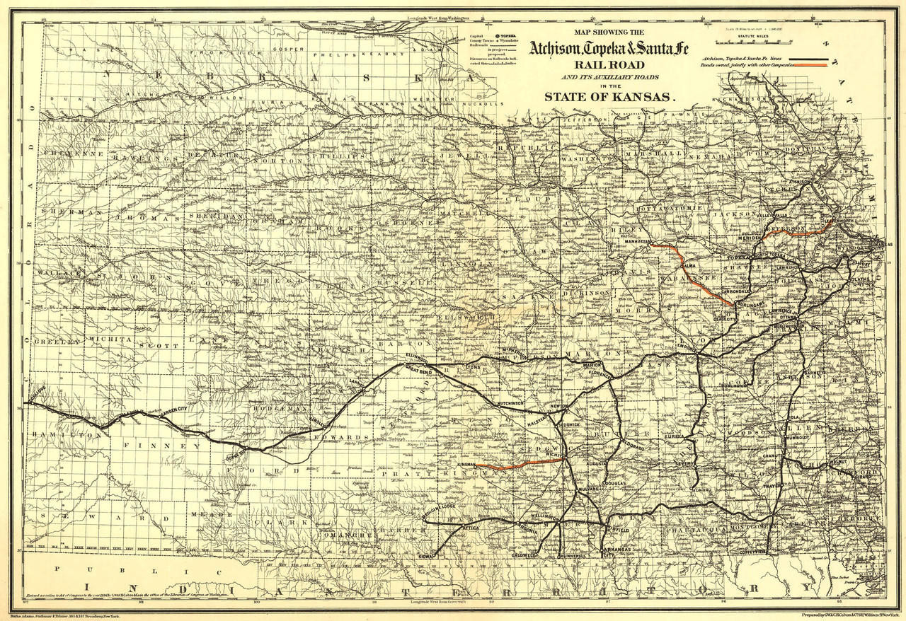 Historic Railroad Map of Kansas - 1886 | World Maps Online