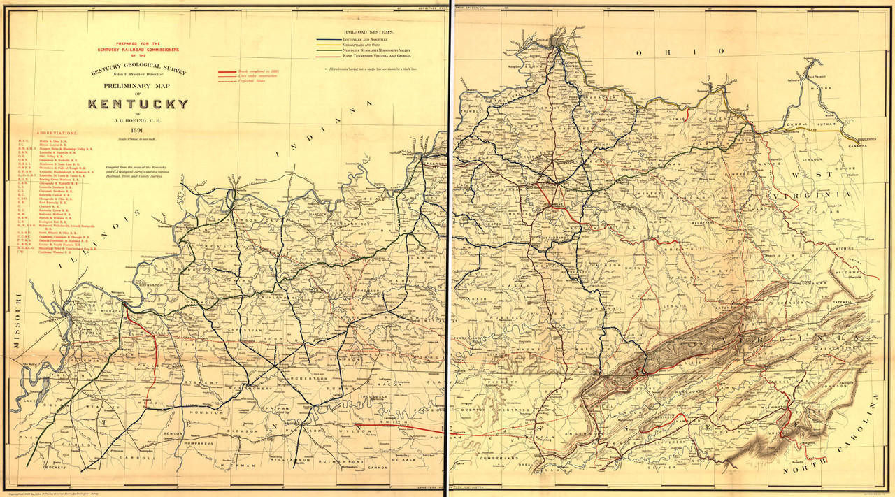 Historic Railroad Map of Kentucky - 1891 | World Maps Online