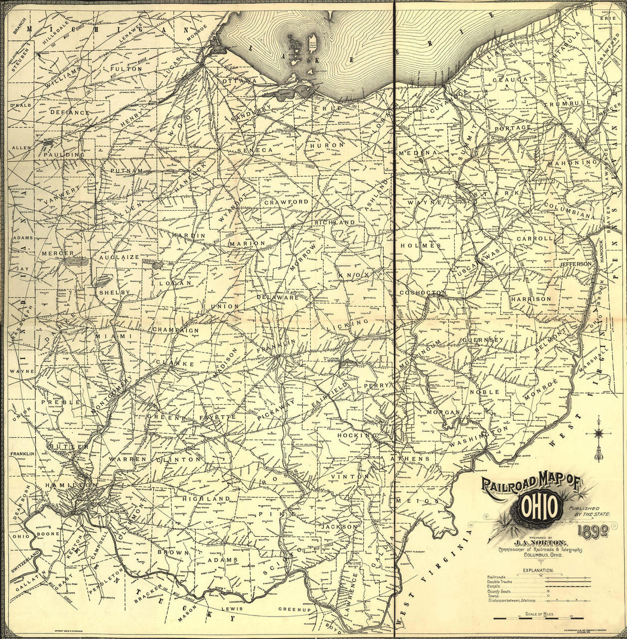 Historic Railroad Map of Ohio - 1890 | World Maps Online