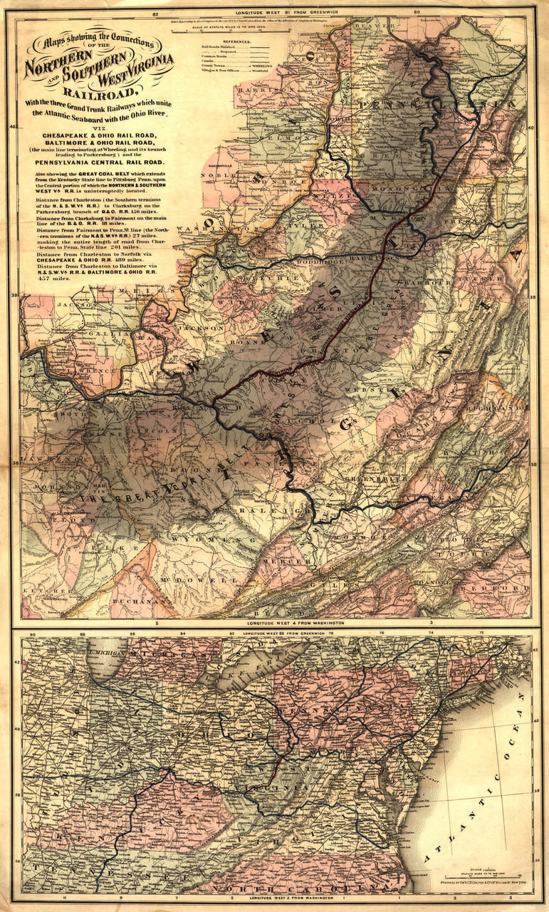 Historic Railroad Map of West Virginia - 1873 | World Maps Online