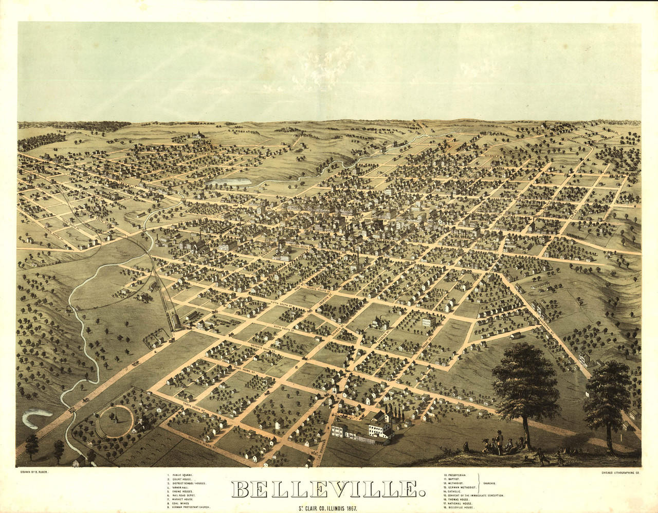 Historic Map - Belleville, IL - 1867 | World Maps Online