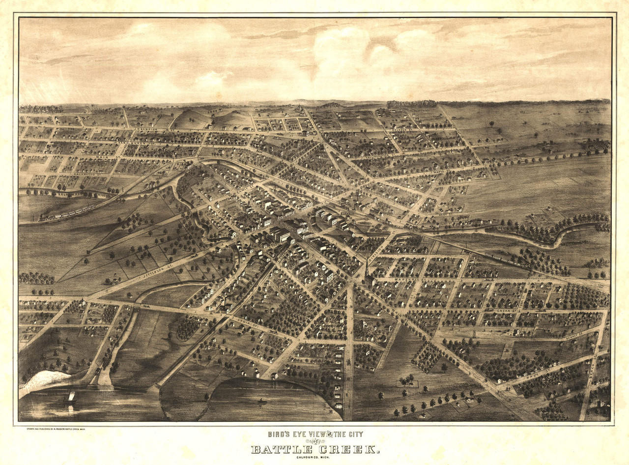 Historic Map - Battle Creek, MI - 1870 | World Maps Online