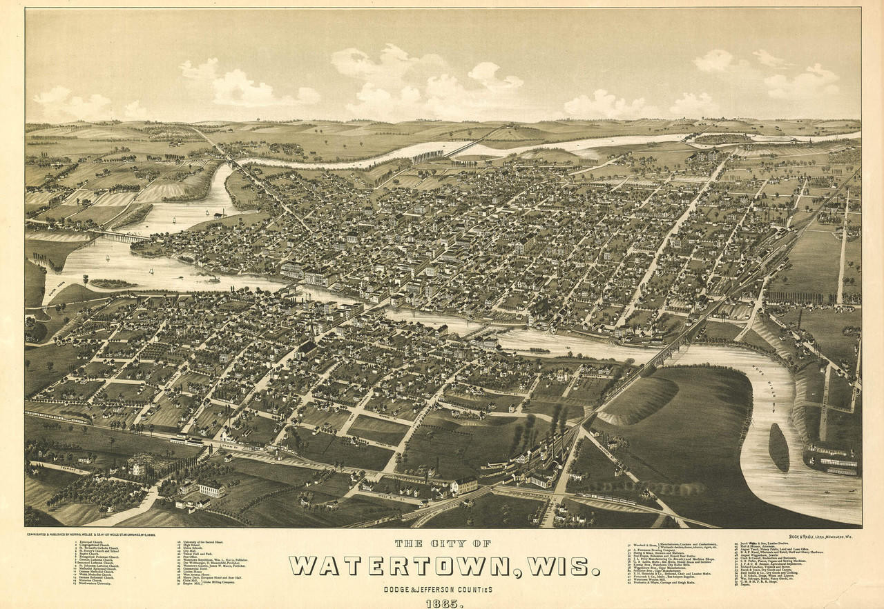 Historic Map - Watertown, WI - 1885 | World Maps Online