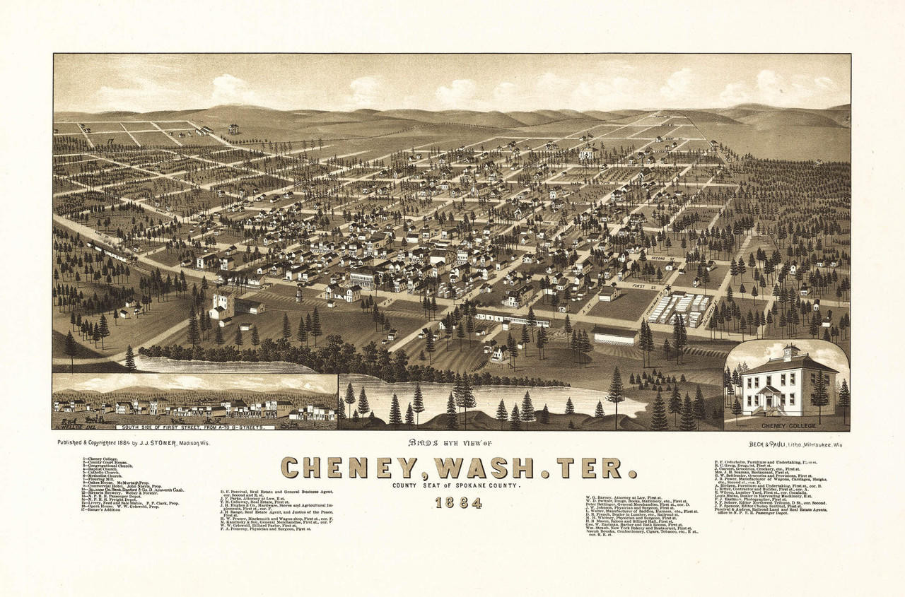 Historic Map - Cheney, WA - 1884 | World Maps Online